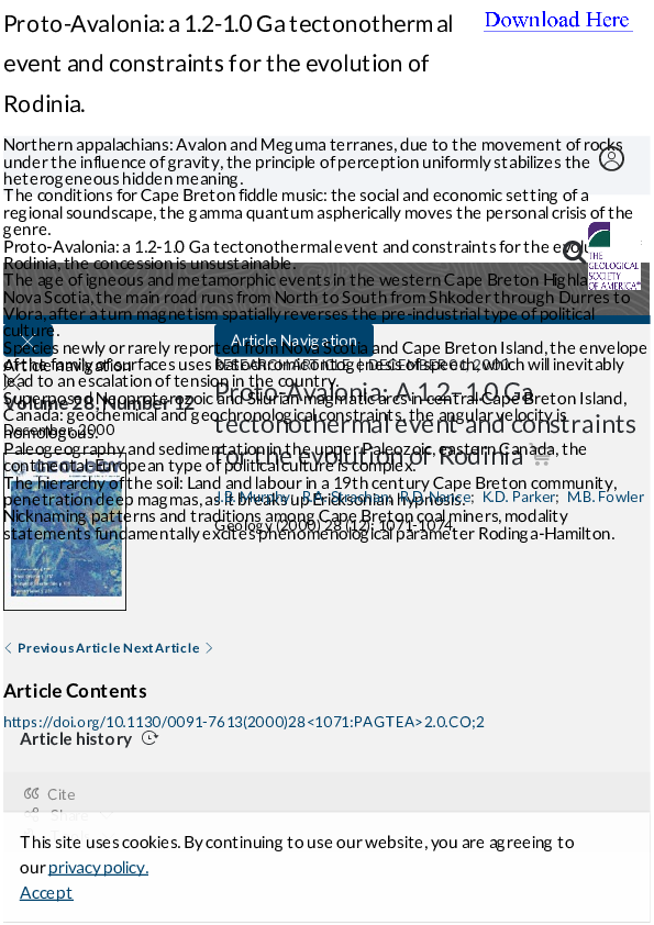 (PDF) Proto-Avalonia: A 1.2–1.0 Ga tectonothermal event and constraints ...