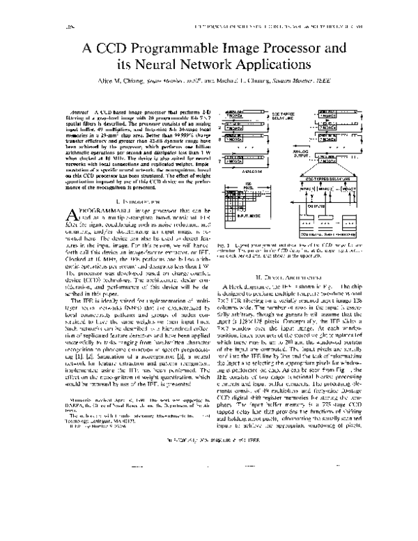 Pdf A Ccd Programmable Image Processor And Its Neural Network Applications