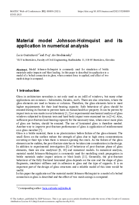 (PDF) Material model Johnson-Holmquist and its application in numerical ...
