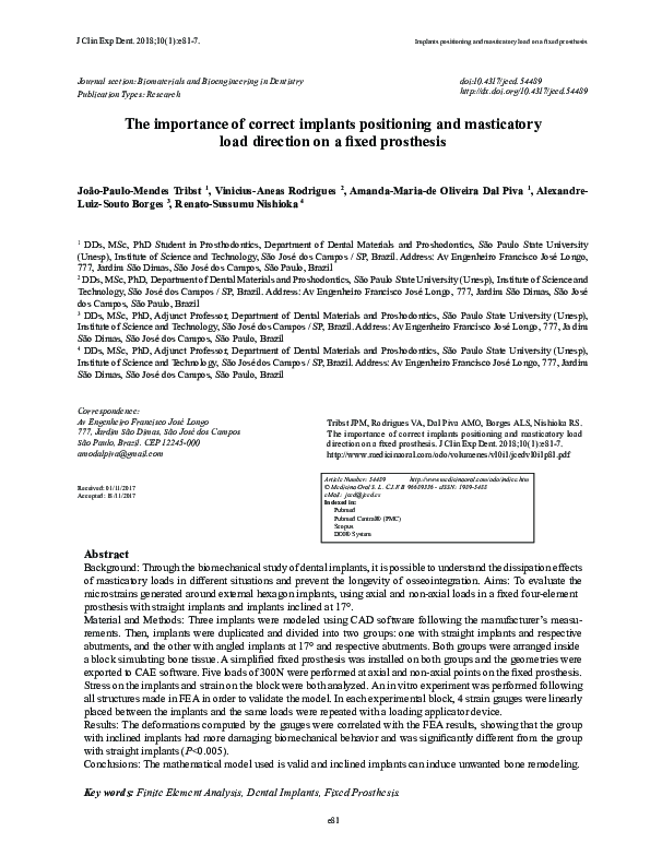 (PDF) The importance of correct implants positioning and masticatory ...