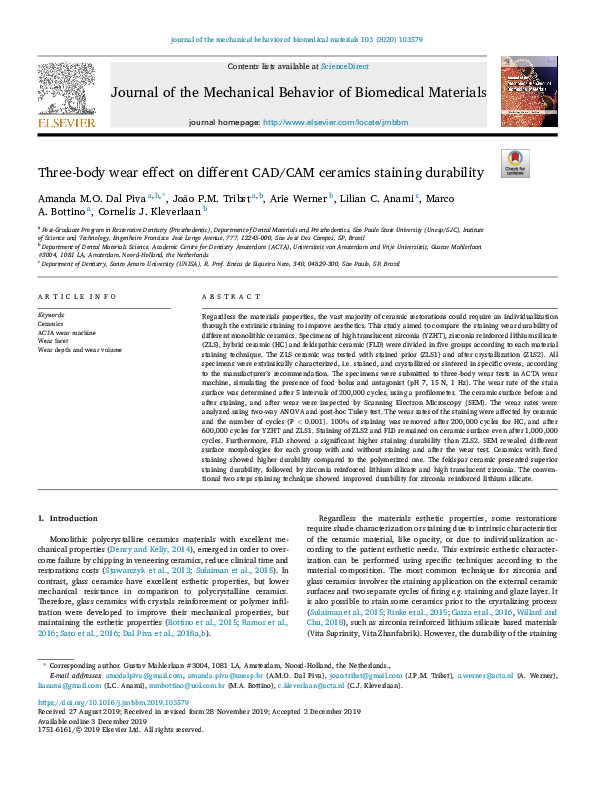 (PDF) Three-body wear effect on different CAD/CAM ceramics staining ...