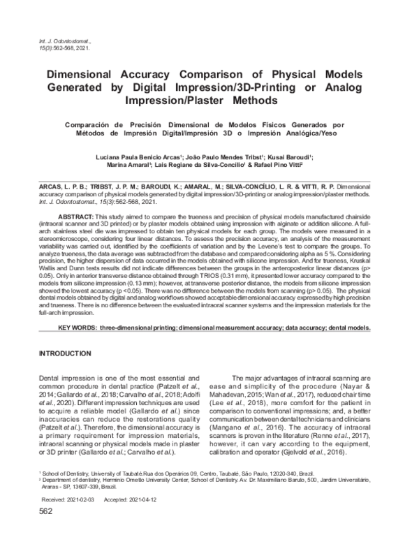 (PDF) Dimensional Accuracy Comparison of Physical Models Generated by ...