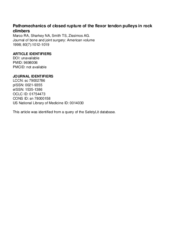 (PDF) Pathomechanics of Closed Rupture of the Flexor Tendon Pulleys in ...