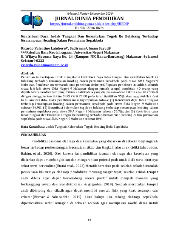 (PDF) Kontribusi Daya Ledak Tungkai Dan Kelentukan Togok Ke Belakang ...