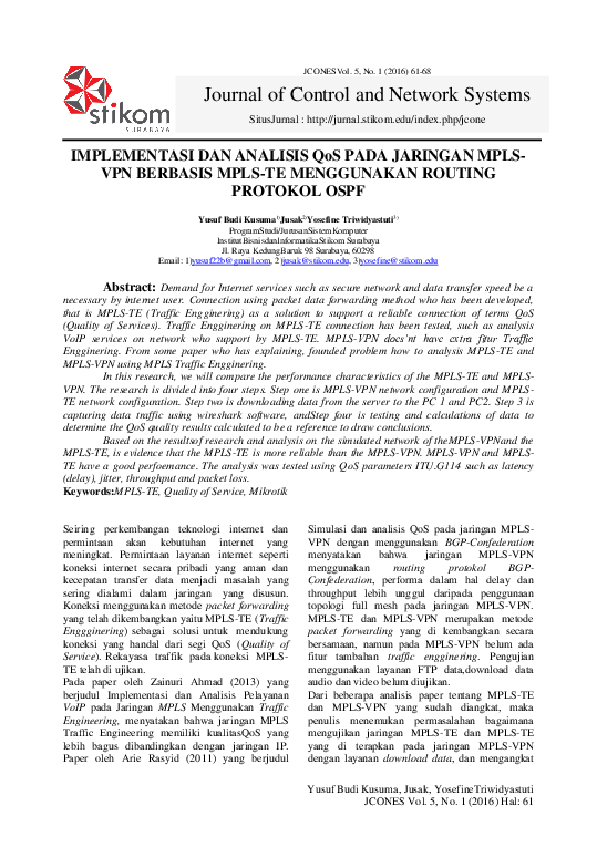 (PDF) IMPLEMENTASI DAN ANALISIS QoS PADA JARINGAN MPLS-VPN BERBASIS MPLS-TE MENGGUNAKAN ROUTING ...