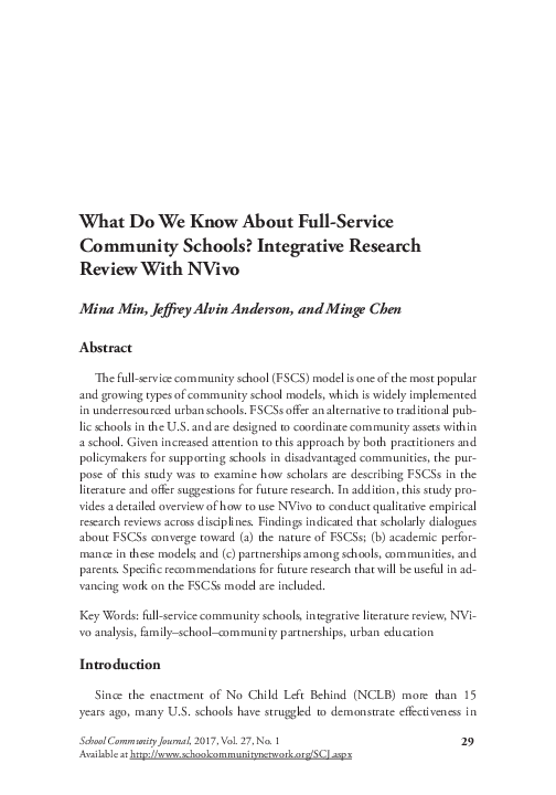 (PDF) What Do We Know about Full-Service Community Schools? Integrative ...