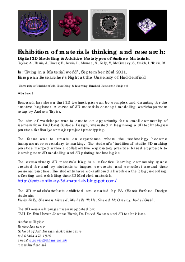 (PDF) Exhibition of materials thinking and research: Digital 3D ...
