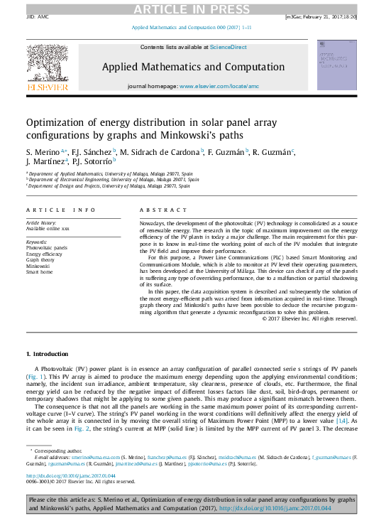 (PDF) Optimization of energy distribution in solar panel array configurations by graphs and ...