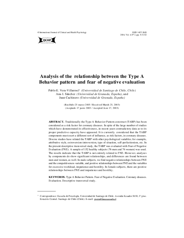 (PDF) Analysis of the Relationship Between the Type A Behavior Pattern ...