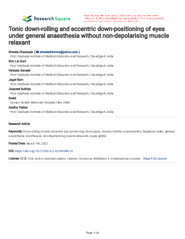 (PDF) Tonic down-rolling and eccentric down-positioning of eyes under ...