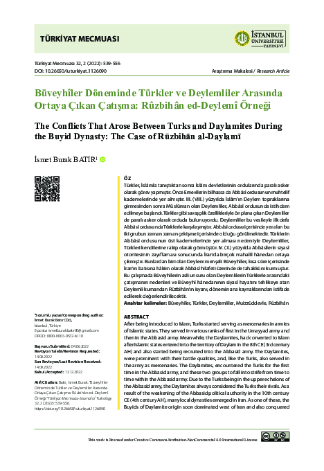 (PDF) Büveyhîler Döneminde Türkler ve Deylemliler Arasında Ortaya Çıkan ...