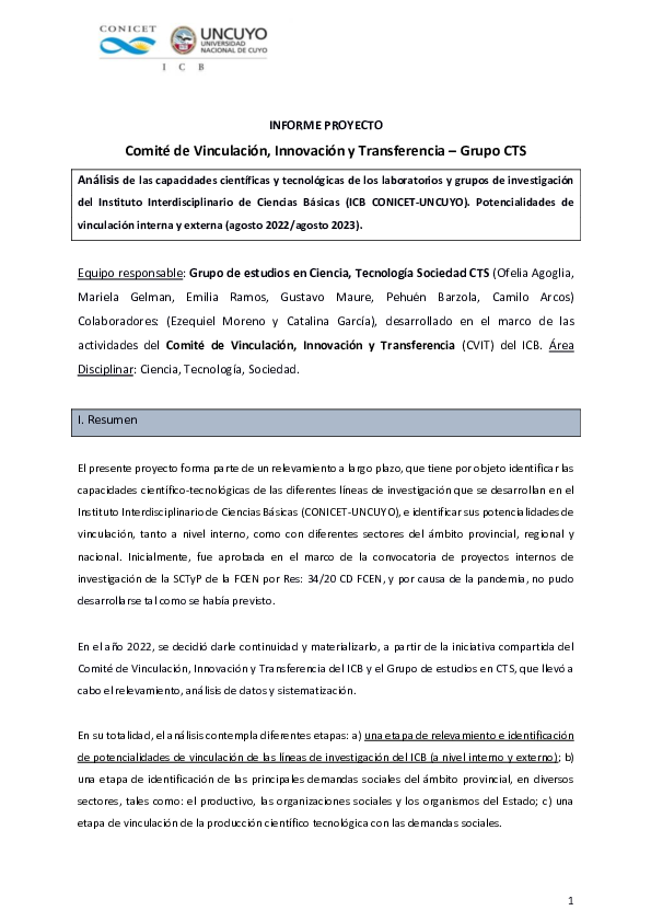 (PDF) Informe final proyecto CTS ICB