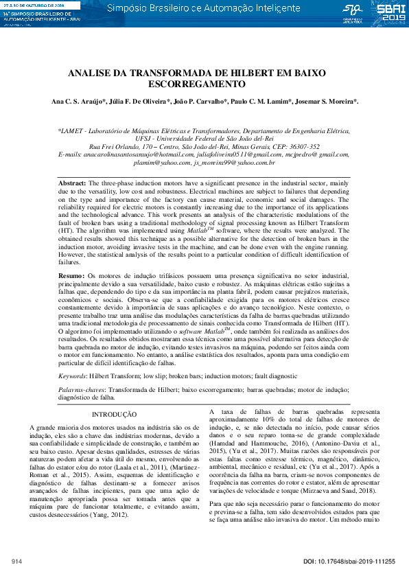(PDF) Analise da Transformada de Hilbert em baixo escorregamento
