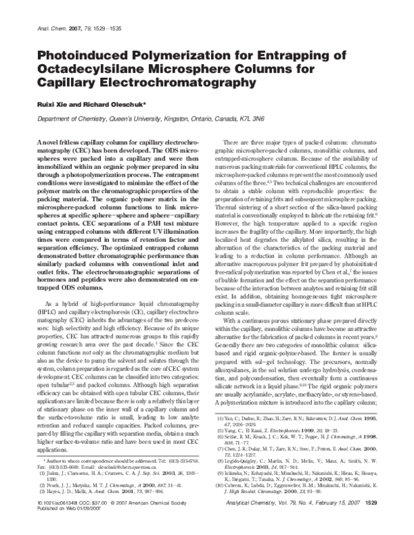 (PDF) Photoinduced Polymerization for Entrapping of Octadecylsilane ...
