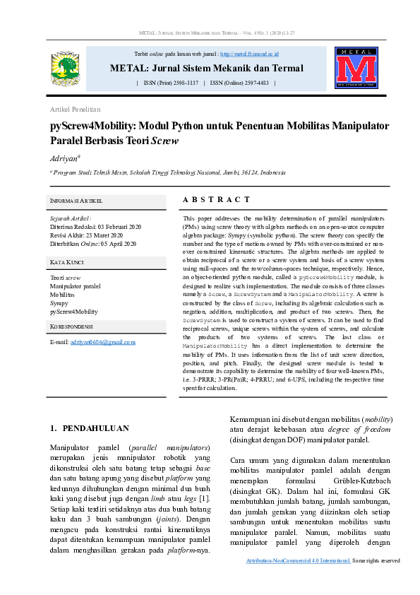 (PDF) pyScrew4Mobility: Modul Python untuk Penentuan Mobilitas ...