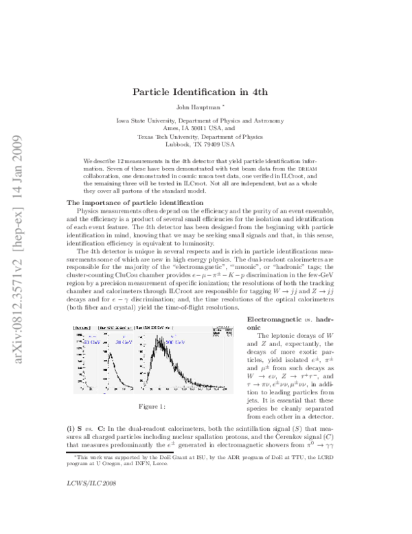 (PDF) Particle Identification in 4th