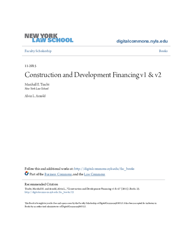 (PDF) Construction and Development Financing v1 & v2