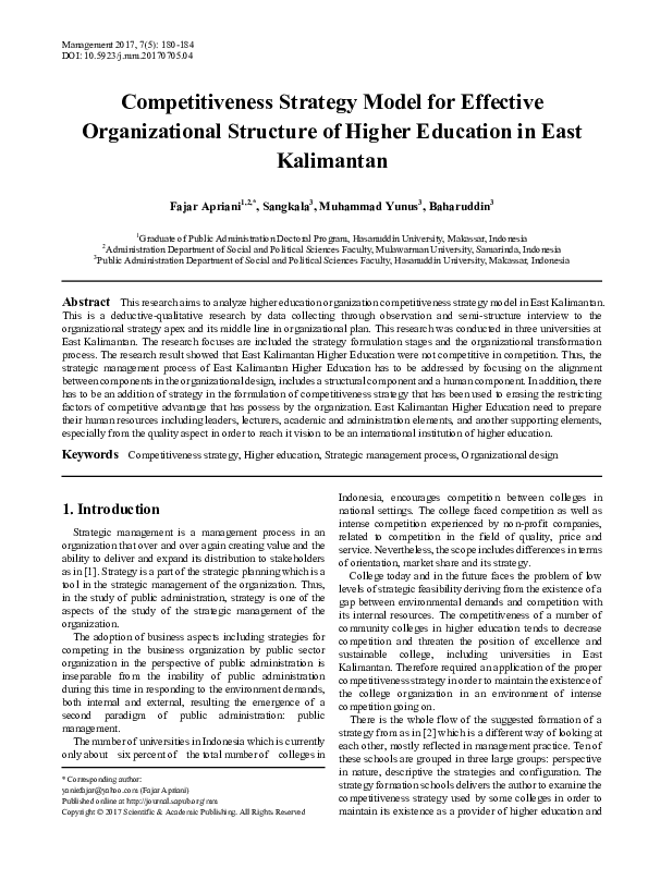 (PDF) Competitiveness Strategy Model for Effective Organizational ...
