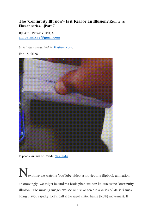 (PDF) The 'Continuity Illusion'- Is it Real or an Illusion? Reality vs ...
