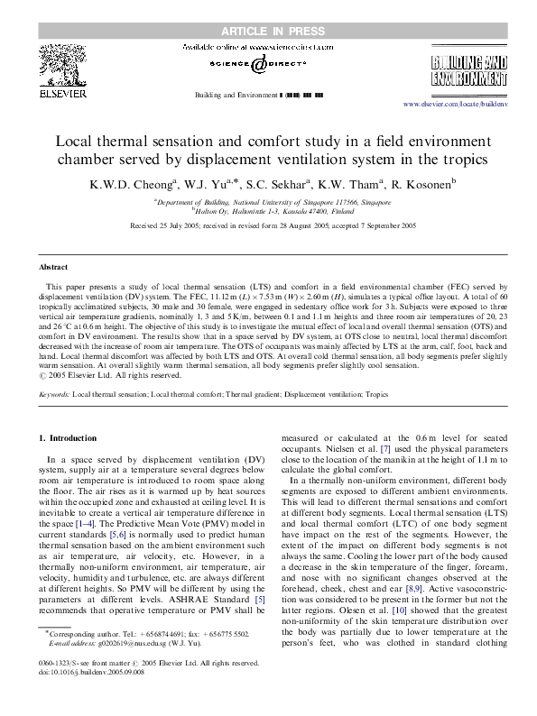 (PDF) Local thermal sensation and comfort study in a field environment ...