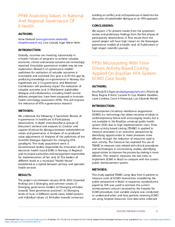 (PDF) PP50 Microcosting With Time-Driven Activity-Based Costing Applied On Brazilian HTA System ...