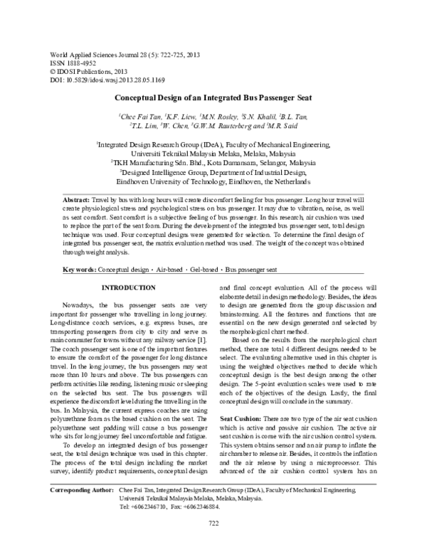 (PDF) Conceptual Design of an Integrated Bus Passenger Seat