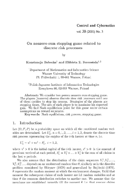 (PDF) Control and Cybernetics