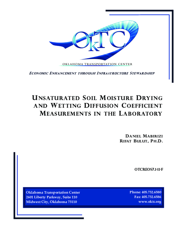 (PDF) Unsaturated Soil Moisture Drying and Wetting Diffusion Coefficient Measurements in Laboratory