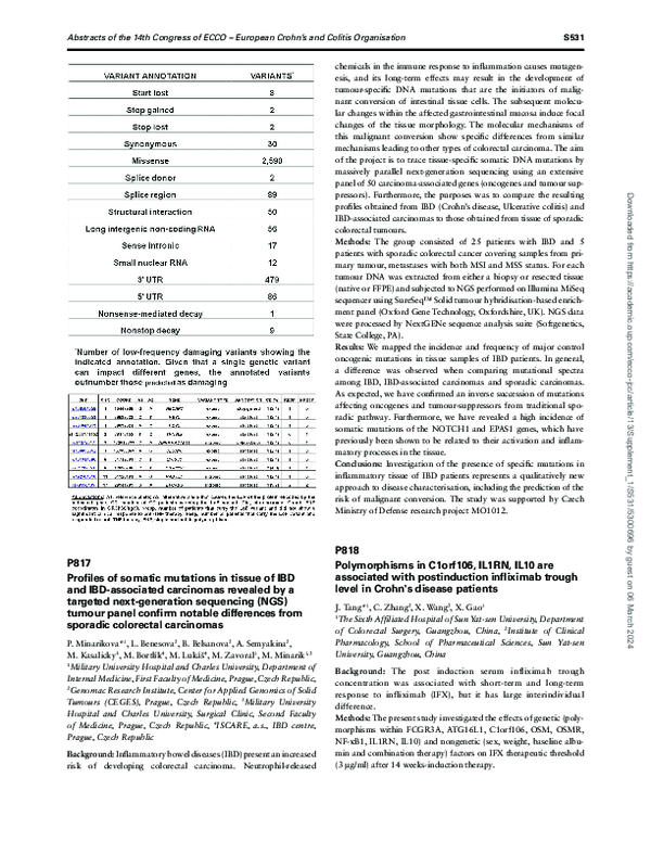 (PDF) P817 Profiles of somatic mutations in tissue of IBD and IBD ...