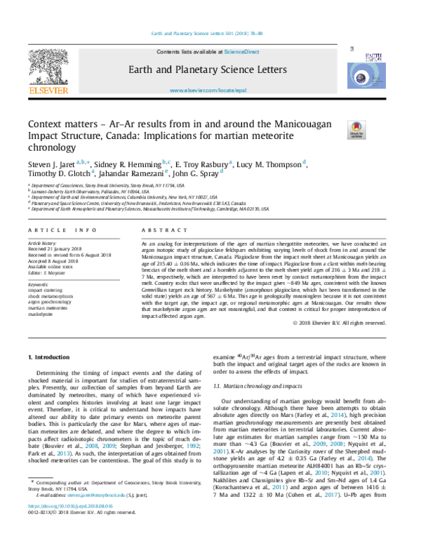 (PDF) Context matters – Ar–Ar results from in and around the ...