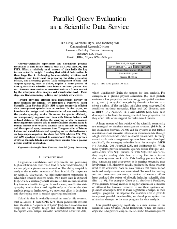 (PDF) Parallel query evaluation as a Scientific Data Service
