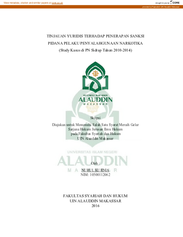 (PDF) Tinjauan Yuridis Terhadap Penerapan Sanksi Pidana Pelaku Penyalahgunaan Narkotika
