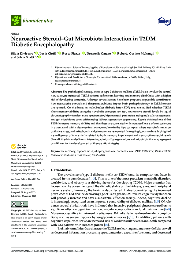(PDF) Neuroactive Steroid–Gut Microbiota Interaction in T2DM Diabetic ...