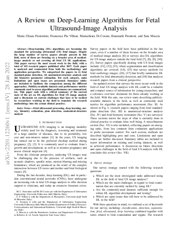(PDF) A review on deep-learning algorithms for fetal ultrasound-image analysis