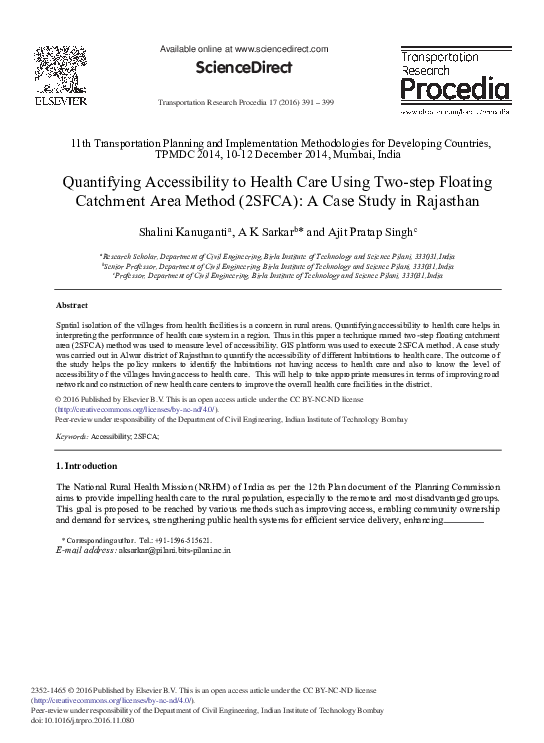 (PDF) Quantifying Accessibility to Health Care Using Two-step Floating ...