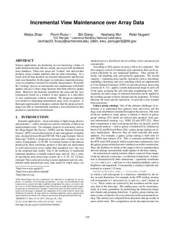 (PDF) Incremental View Maintenance over Array Data