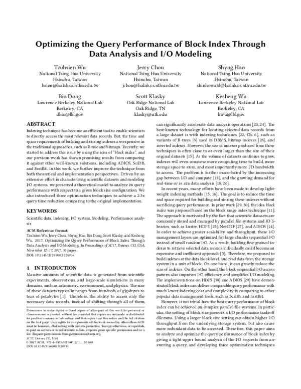 (PDF) Optimizing the query performance of block index through data ...