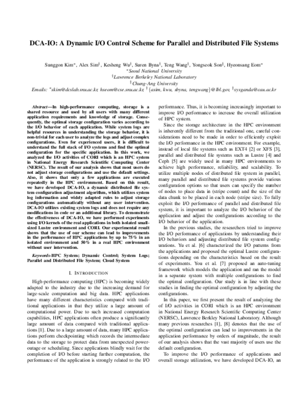 (PDF) DCA-IO: A Dynamic I/O Control Scheme for Parallel and Distributed ...