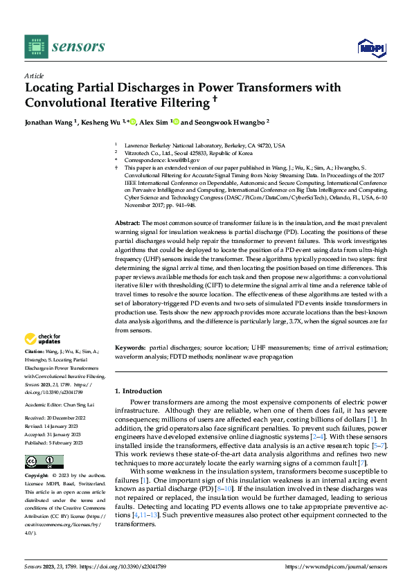 (PDF) Locating Partial Discharges in Power Transformers with Convolutional Iterative Filtering