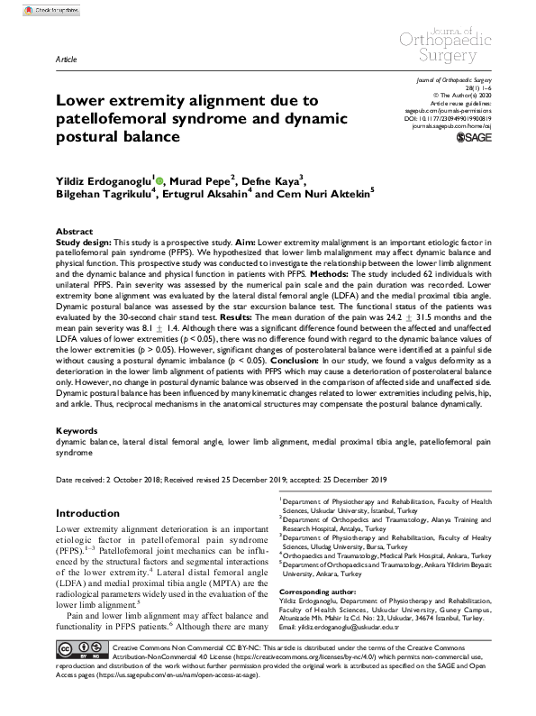 (PDF) Lower extremity alignment due to patellofemoral syndrome and ...