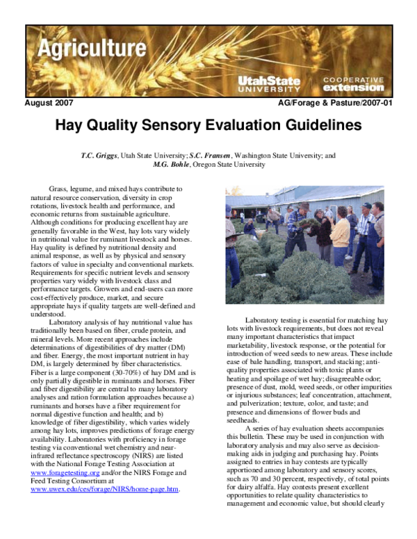 (PDF) Hay Quality Sensory Evaluation Guidelines