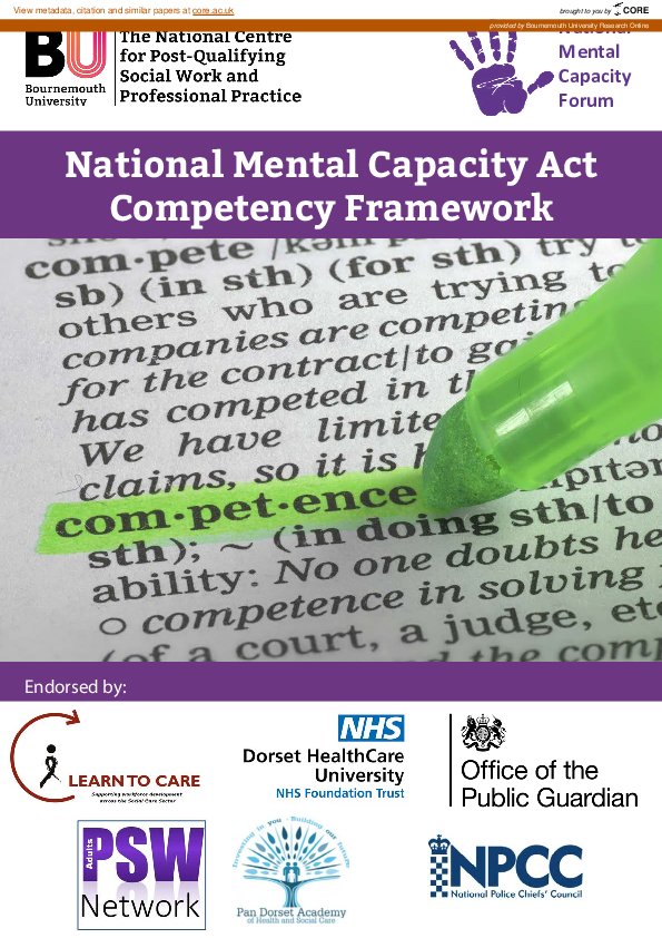 (PDF) National Mental Capacity Act competency framework | Daisy Bogg ...