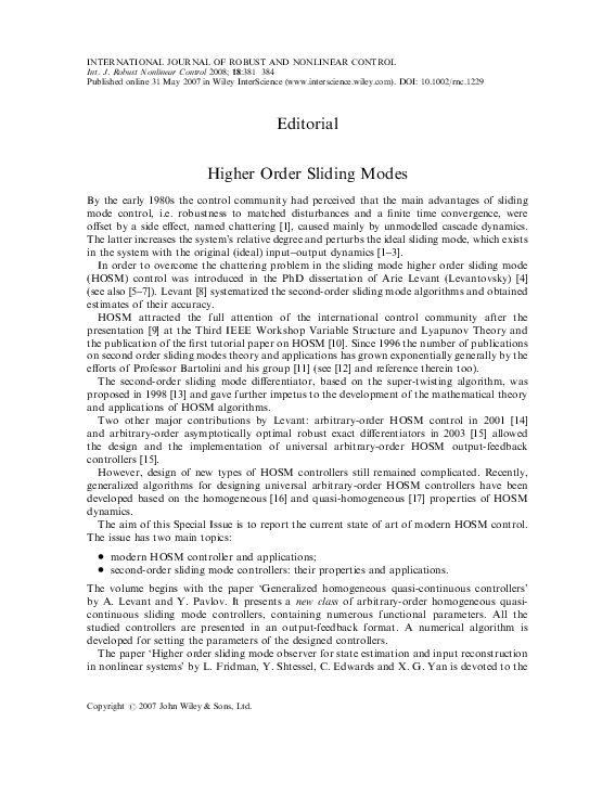 (PDF) Higher order sliding modes | Alan Zinober - Academia.edu