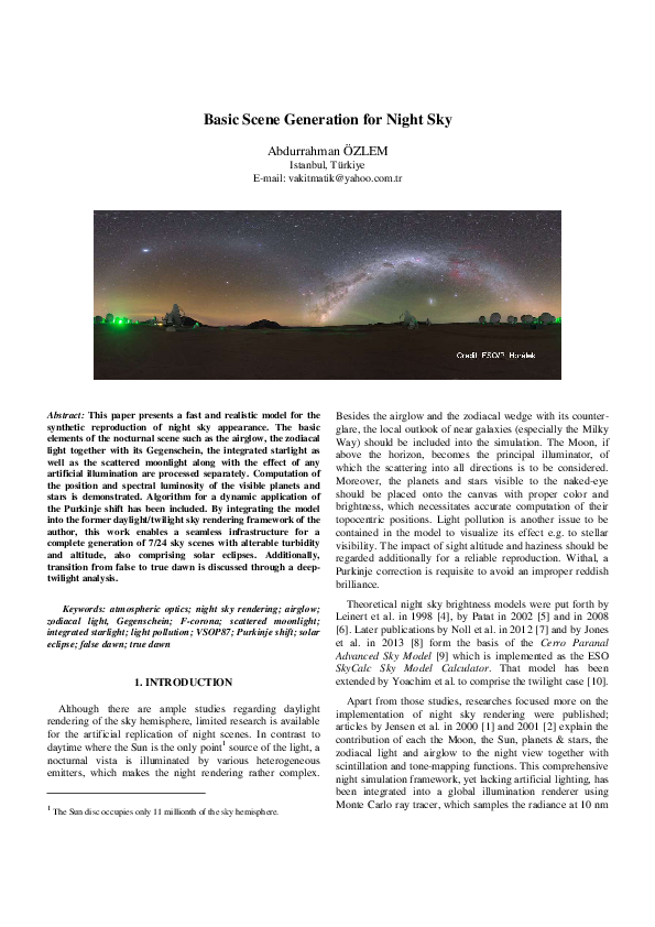 (PDF) Basic Scene Generation for Night Sky