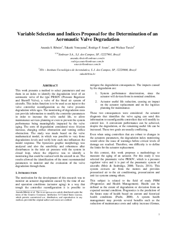 (PDF) Variable Selection and Indices Proposal for the Determination of an Aeronautic Valve ...