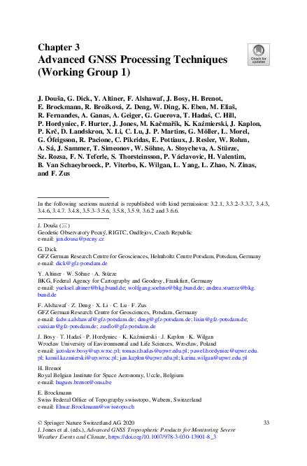 (PDF) Advanced GNSS Processing Techniques (Working Group 1)