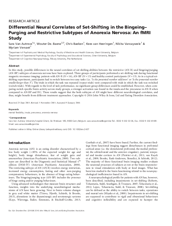 (PDF) Differential Neural Correlates of Set-Shifting in the Bingeing ...