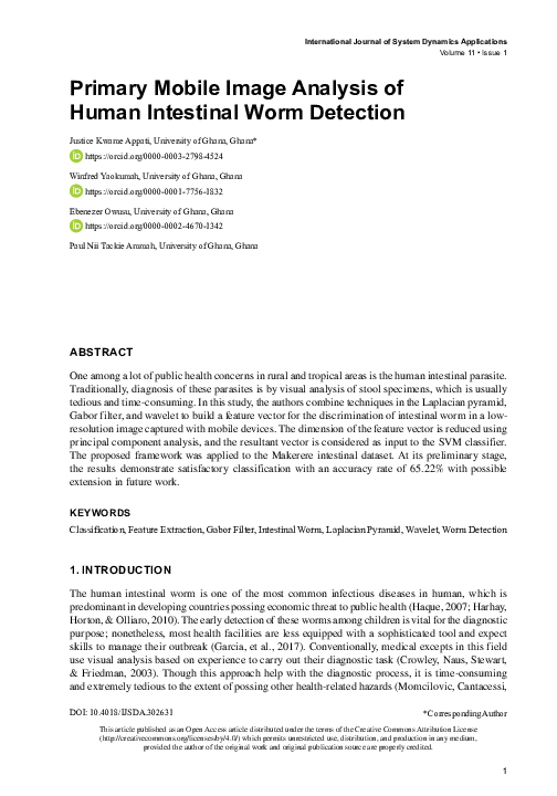 (PDF) Primary Mobile Image Analysis of Human Intestinal Worm Detection