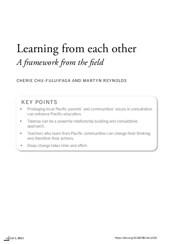 (PDF) Learning from each other: A framework from the field