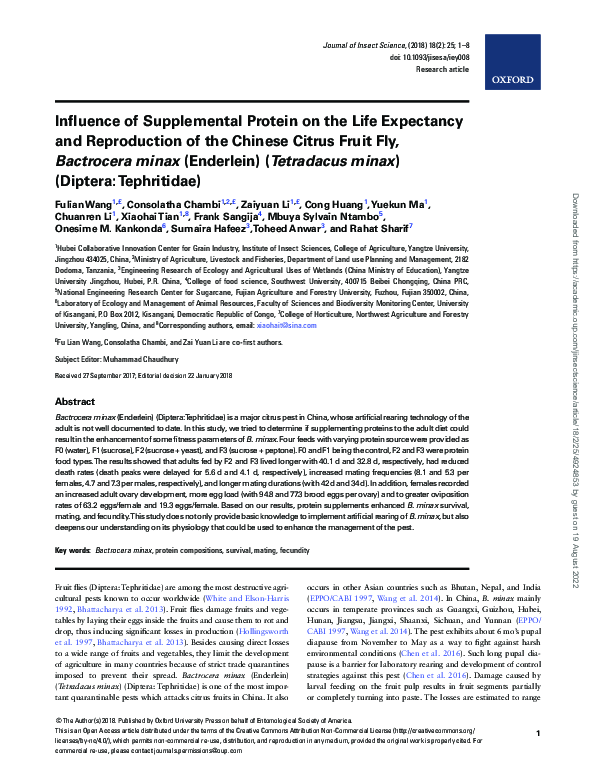 (PDF) Influence of Supplemental Protein on the Life Expectancy and ...